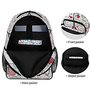 ALAZA Paris Badges French Eiffel Tower Love Laptop Outdoor Backpack for Women Men,Fits Under 15.6 Inch Laptop