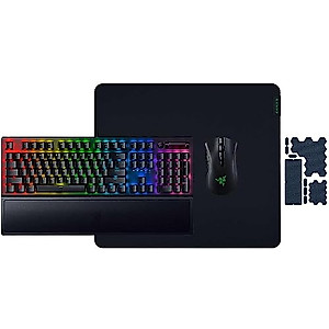 Razer Heroic Bundle V2: BlackWidow V3 Mechanical Gaming Keyboard Green Clicky Mechanical Switches + DeathAdder V2 Pro Wireless Gaming Mouse + Gigantus V2 Large Mouse Pad + Universal Grip Tapes