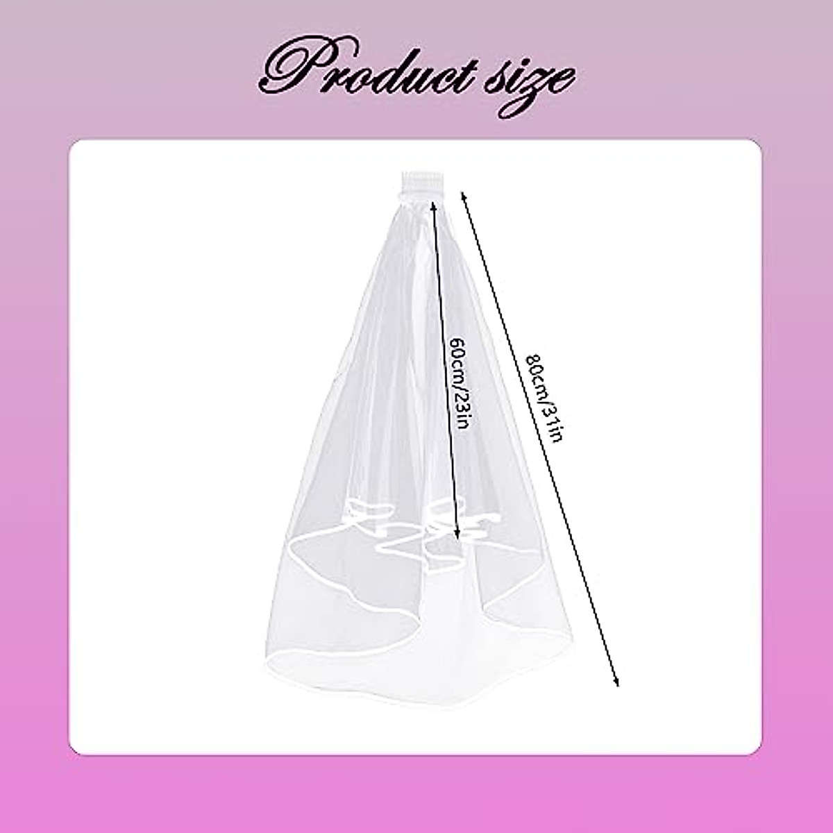 Amaxiu Short Wedding Bridal Veil with Comb, 2 Tier Tulle Bride Veil Elbow Length Wedding Veil Ribbon Edge 60-80cm/23-31in