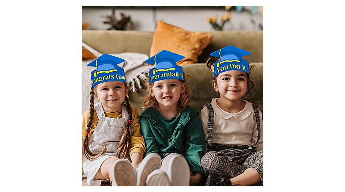 30 Blue Graduation Crowns for Kids - Party Favors