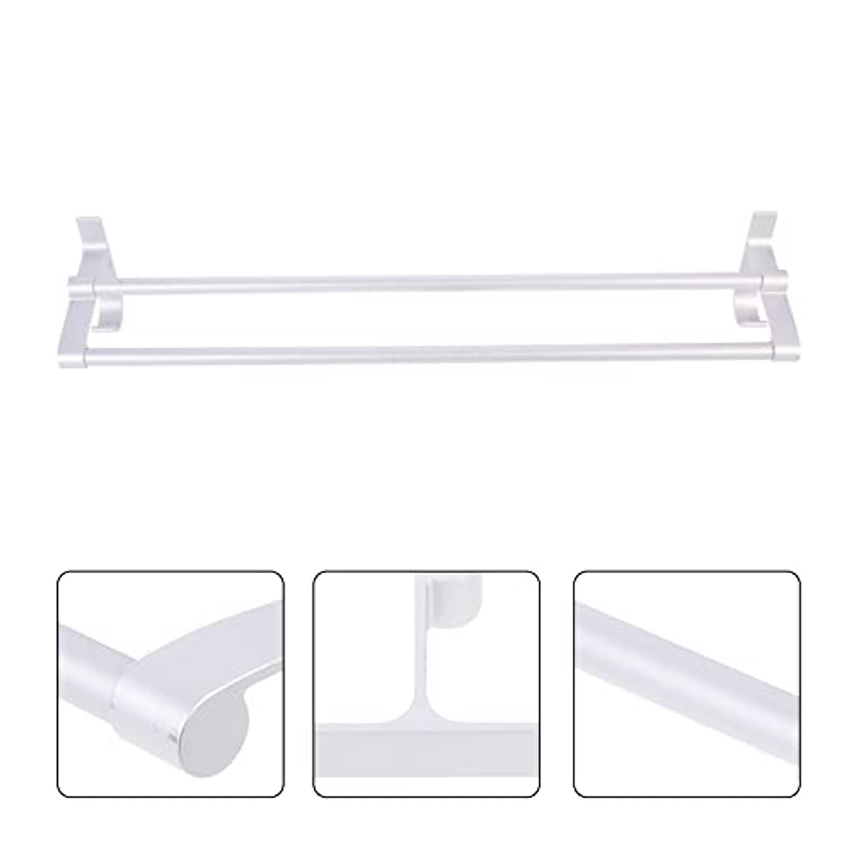 Cabilock 1 Set Hook White Holder Holders Clothes Nail Rod Mounted Cm Wrap Double Towel Rack Racks Free: Bar Punching Hanger Wall Steel Stainless Paper Robe Organizer Hangers Nail-Free