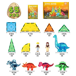 Asago Magnetic Tiles Dinosaurs Magnet Building Blocks Toys for Kids ages 3-5 4-8 8-12 Creative Animals Educational Stack Tile Construction for Boys Girls Toddlers 5-7 Year Old to STEM Learning