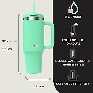 Contigo Tumbler 1200 ml with Handle | Stainless Steel Vacuum Insulated Water Bottle with Straw and Lid | Cold for 29 Hours | Travel Mug | Thermal Flask | BPA Free | Reef