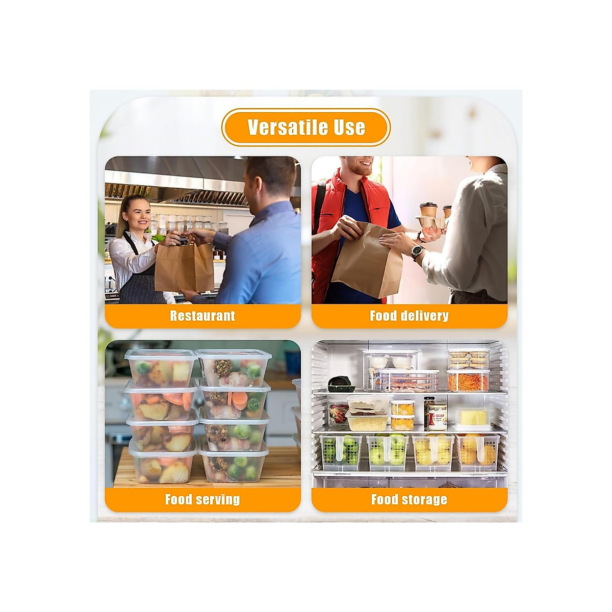 FAMASTON Food Storage Containers Rectangular with Lids 16oz Freezer Deli Cups BPA-Free Leakproof Clear Takeout Container Meal Prep Microwavable, Airtight Lids - 12 Pack