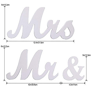 Amajoy Large White Wooden MR & MRS Wedding Sign for Beach Wedding Elegant Sweetheart and Reception Top Table Sign Decorative Letters for Wedding Shower
