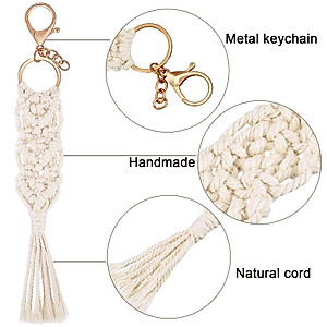 WILLBOND 8 Pieces Mini Macrame Keychains Boho Macrame Bag Tassels Handcrafted Accessory for Car Key Purse Phone Wallet Gift Party Supplies