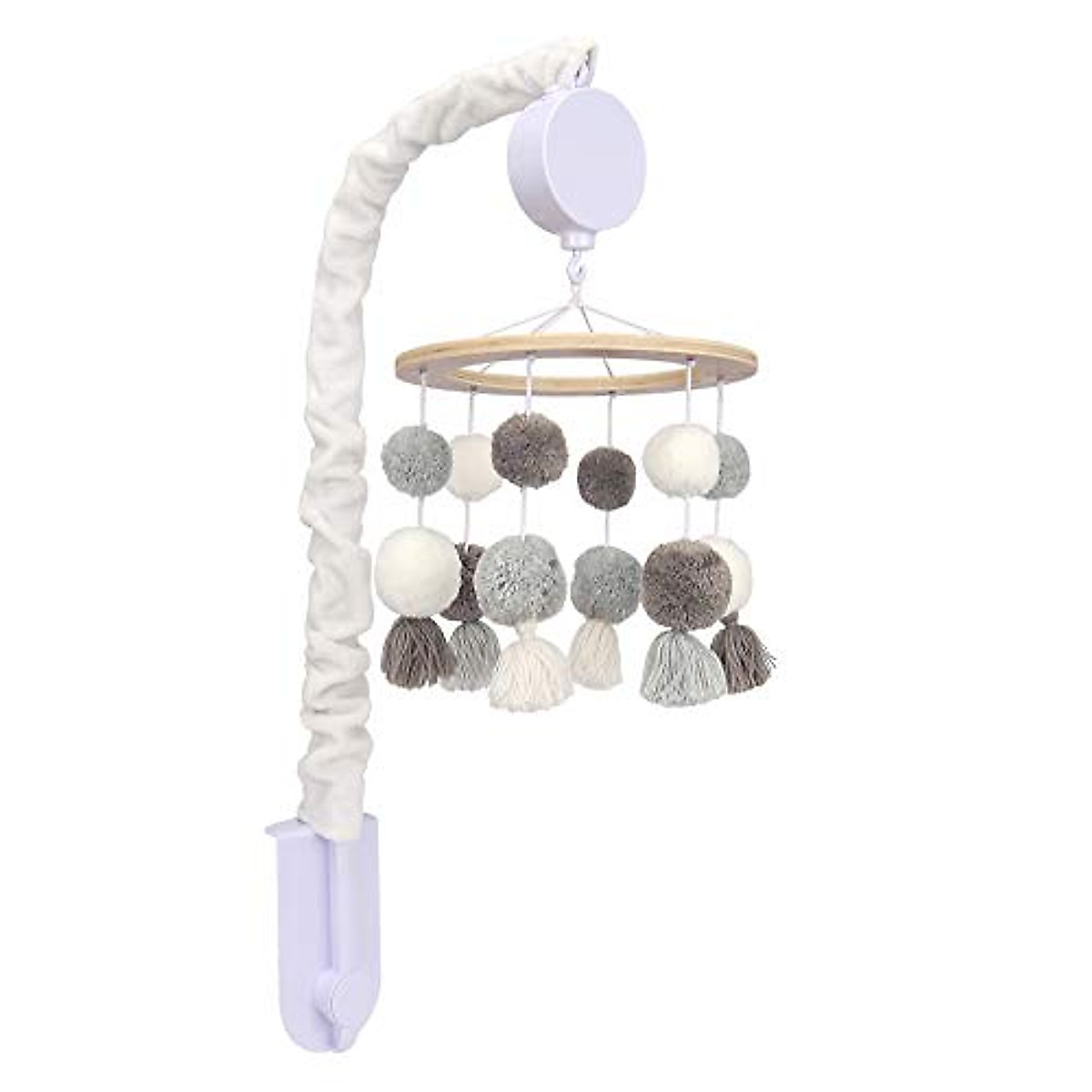 Lambs & Ivy Signature Pom Pom Musical Baby Crib Mobile - White/Gray