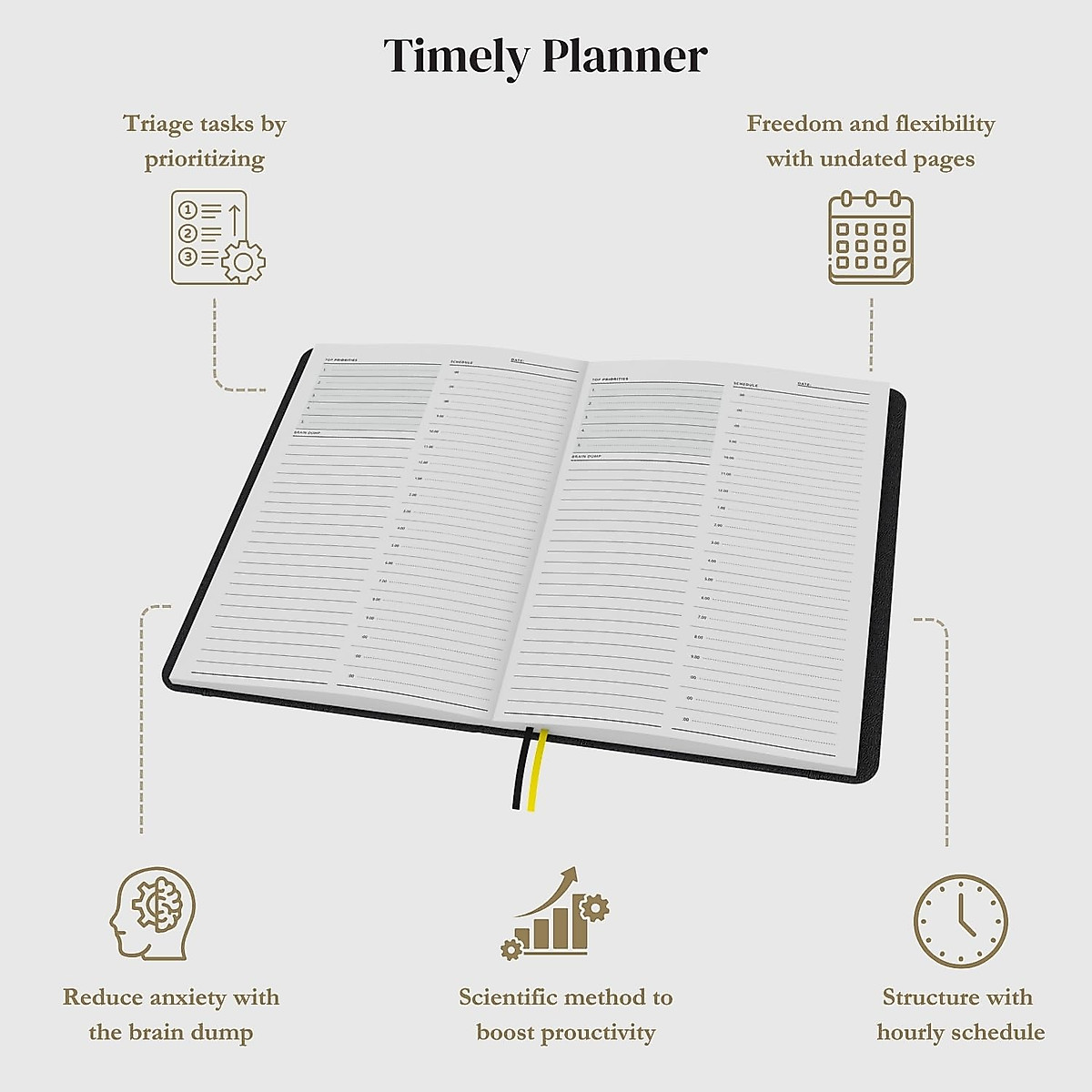 Timely Planner – Time Blocking Planner and Time Box Planner. 180 Undated Pages, To Do List, Hourly Schedule, Daily and Monthly Agenda. Time Management & Productivity Planner. A5-8.3" X 5.8" (Black)