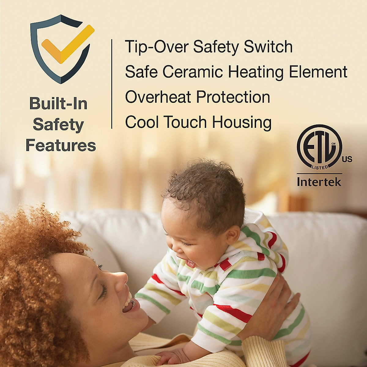 Lasko 754201 Small Portable 1500W Electric Ceramic Space Heater with Tip-Over Safety Switch, Overheat Protection, Thermostat and Extra Long 8-ft Cord for Indoor Ho, 9.2 x 7 x 6 inches, Gray