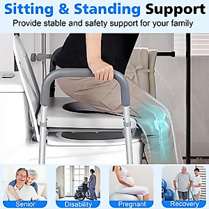 Takuyada Width & Height Adjustable Raised Toilet Seat with Handles for Elderly, Toilet Seat Risers for Seniors, Toilet Riser with Handles, Elevated Toilet Seat with Handles, Handicap Toilet Seat Riser