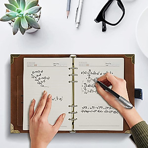 SEEHAN A5 Binder Leather Journal Lined Paper Notebook A5 Planner 200 Pages,“World Map” A5 Writing Notebook 6 Rings Binder Travelling Journals for Mens Womens