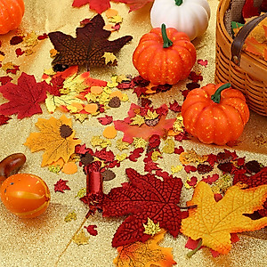 Fall Confetti Autumn Glitter Sequin Confetti Thanksgiving Confetti Fall Maple Leaves Turkey Pumpkin Confetti Sprinkles Table Decorations for Thanksgiving Fall Party Supplies, 2.1 oz