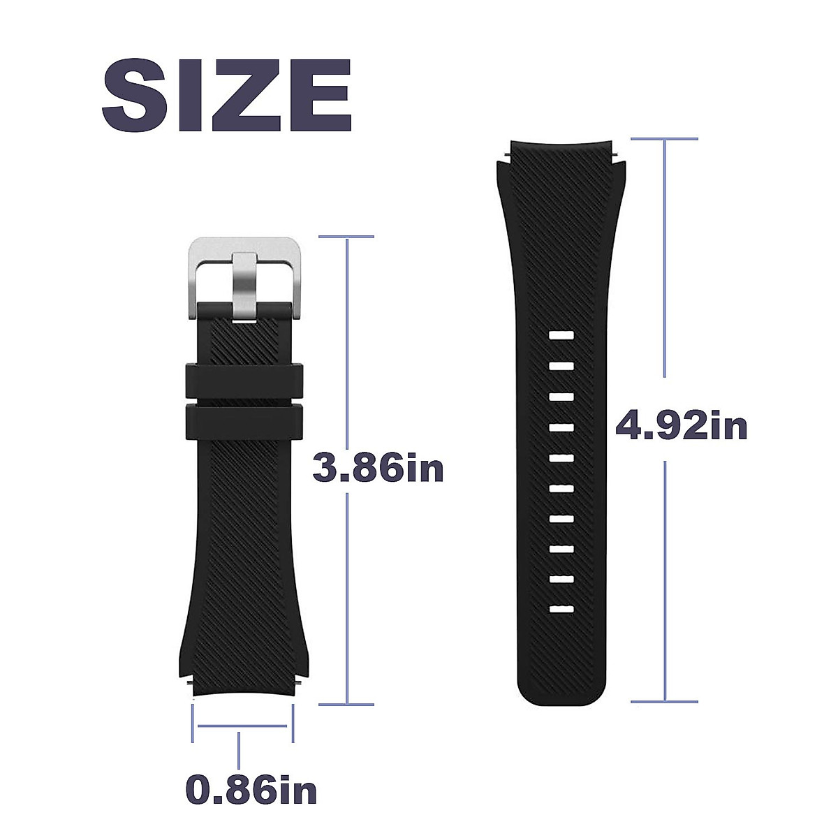 Classic Silicone Replacement Smart Watch Band 22mm, for Fossil Men Gen 5 Carlyle/Women Gen 5 Julianna/Fossil Q Explorist HR Gen 4 Gen 3 Wander Marshal Gen 2 Smartwatch Band Strap 22mm - Black