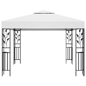 Gazebo,Outdoor Gazebo, Hardtop Gazebo,Backyard Gazebo,Patio Gazebo,Party Tent,Frame with Ornate Floral Details,for Patio,Backyard,Garden,Lawns,Outdoor,9.8'x9.8' White 0.6 oz/ft²