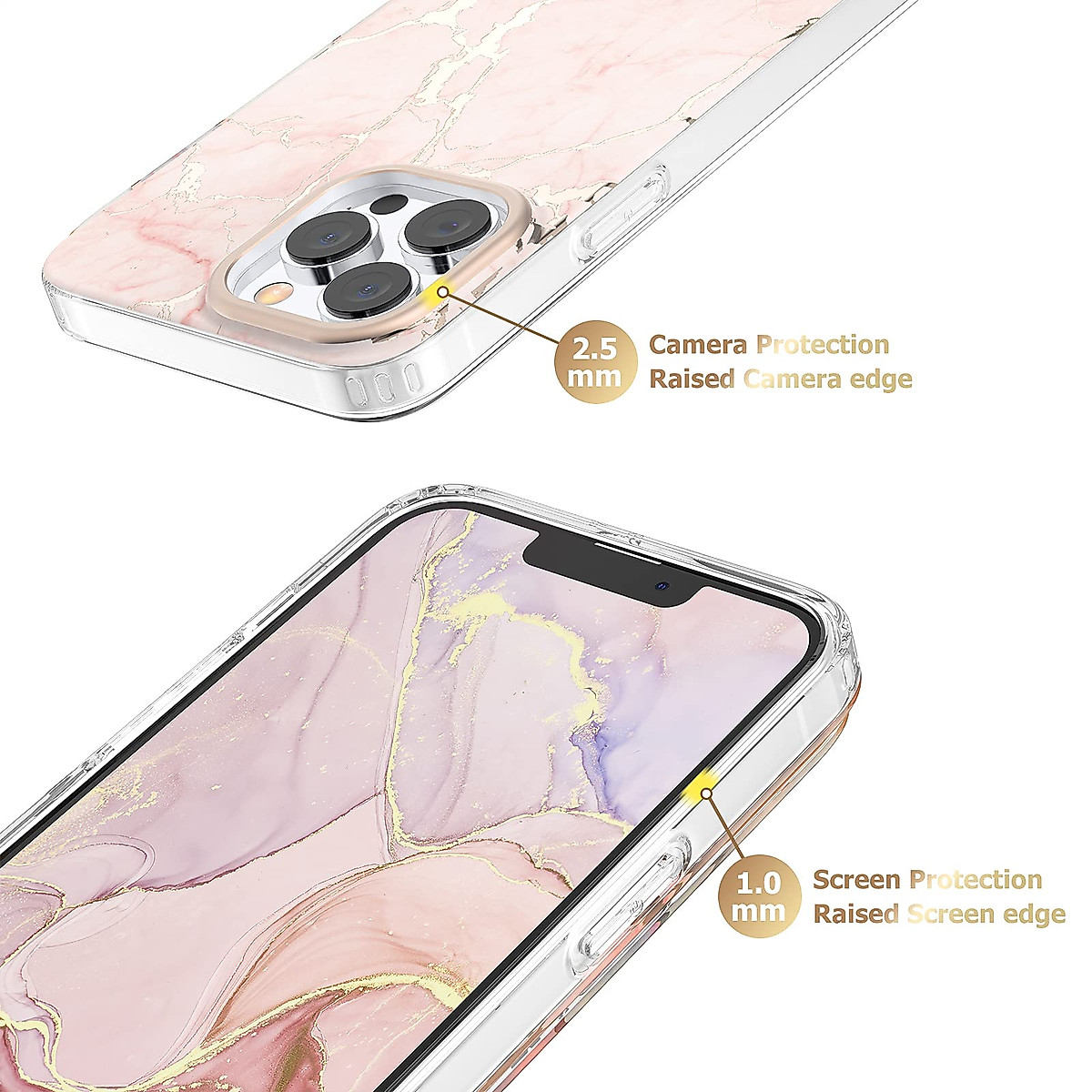 MATEPROX Compatible with iPhone 13 Pro Max case Marble Design Slim Thin Stylish Geometric Cover for iPhone 13 Pro Max 6.7" 2021(Frosted Pink)