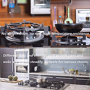 Reyhoar Non Slip Gas Ring Reducer, Burner Grate for Butter Warmer/Small Saucepan, Cast Iron Wok Support Ring- Compatible with Most Gas Stove Range Cooktop, 7.5 Inch, Black