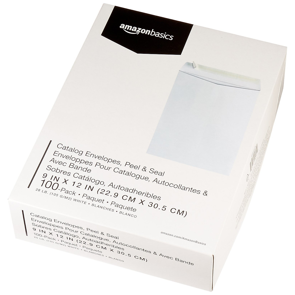 Amazon Basics Catalog Mailing Envelopes, Peel & Seal, 9x12 Inch, 100-Pack, White