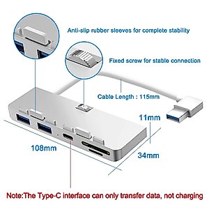 WPYYI Multifunctional USB Splitter，Aluminum Alloy USB 3.0 Hub Adapter Splitter with SD/TF Card Reader