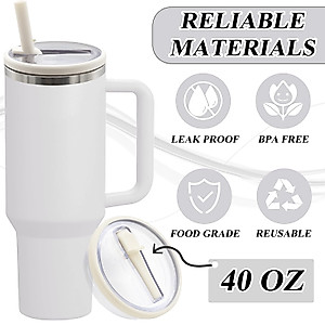 2 Pack 40oz Tumbler Lid Compatible with Stanley Cup 40 oz Tumbler Flip Straw Lid Replacement Fit for Stanley Quencher Leak-Proof Splash Resistant Reusable Tumbler Cover (White)