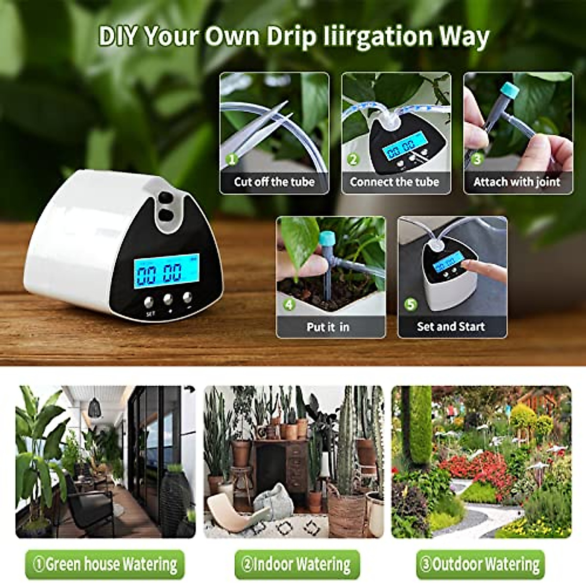 DAOTAILI Automatic Watering System Plant Watering System Plant Waterering Indoor Programmable Water Timer with Drip Irrigation Kit 1/4 Inch DIY Irrigation Tubing and 5V USB Power