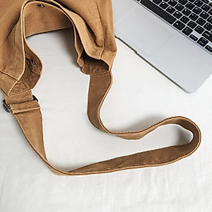 Canvas Hobo Crossbody Bag for Women and Men, Casual Shoulder Bag, Tote Bag, Messenger Bag, Cross Body Bag for School, Shopping, Travel and Work (Brown)