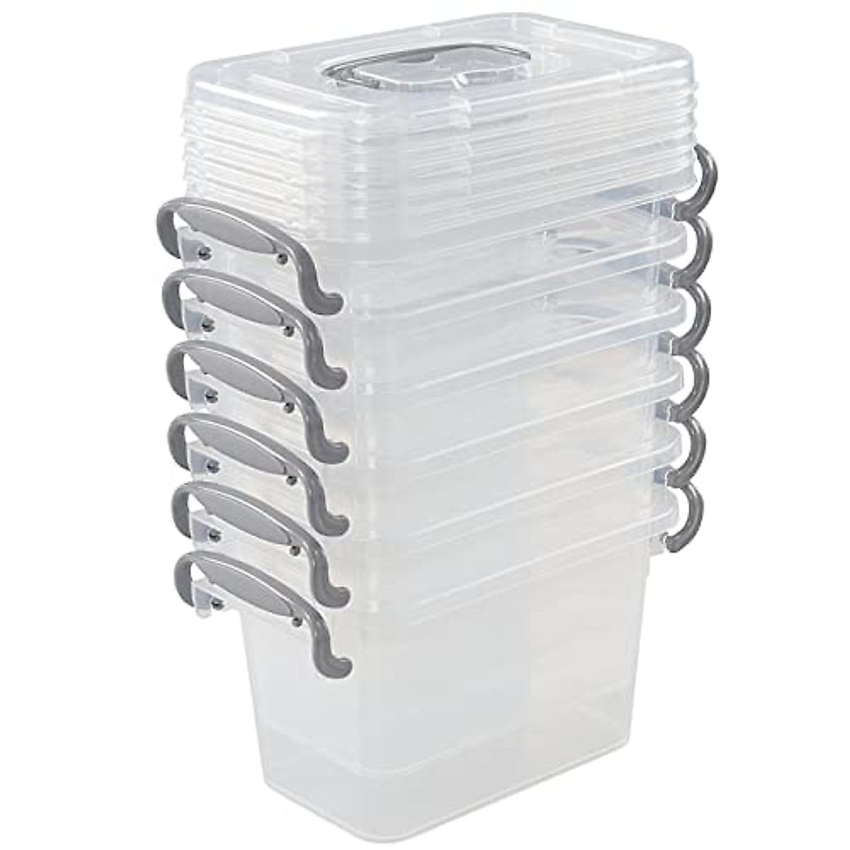 DynkoNA 1.8 L Latching Storage Bins, Plastic Box with Lid, 6 Packs
