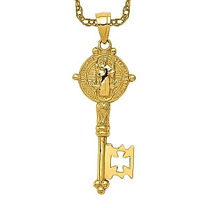 IceCarats 14K Yellow Gold San Benito 2 Sided Key Necklace Charm Pendant Only