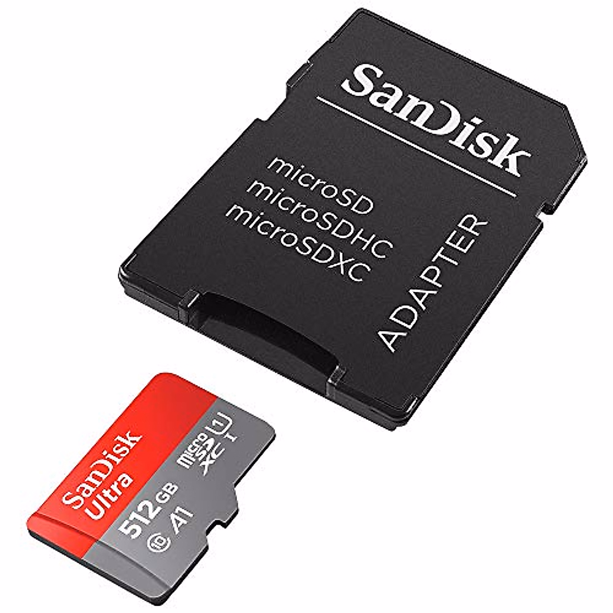 SanDisk 512GB Ultra MicroSDXC UHS-I Memory Card with Adapter - 100MB/s, C10, U1, Full HD, A1, Micro SD Card - SDSQUAR-512G-GN6MA