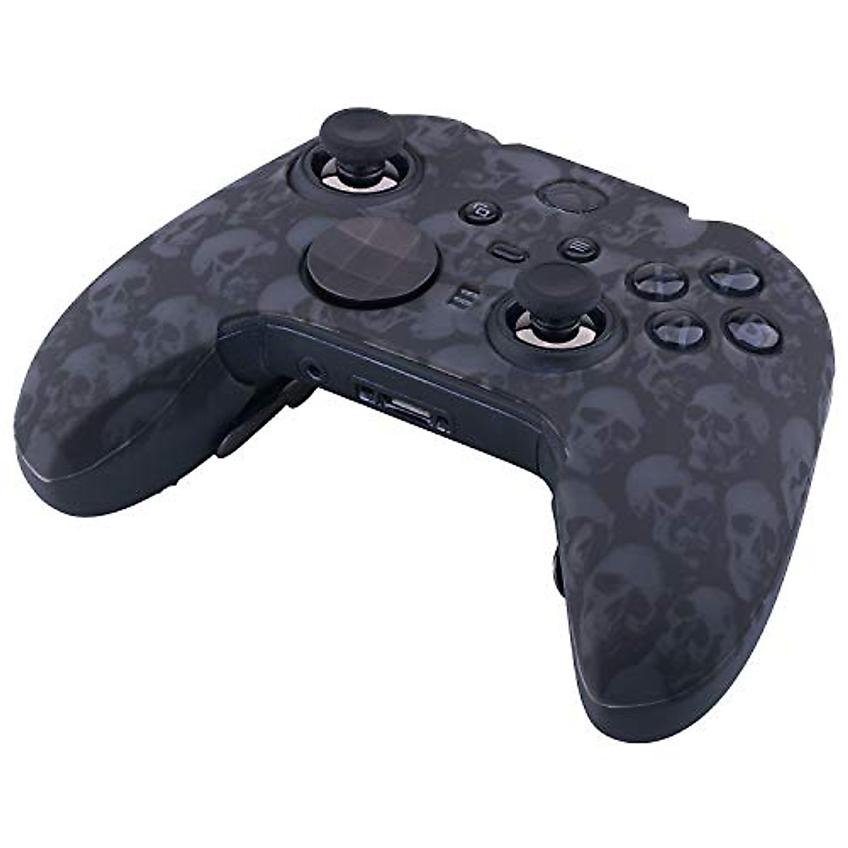 9CDeer 1 x Protective Customize Transfer Print Silicone Cover Skin Skull Black + 6 Thumb Grips Analog Caps for Xbox Elite Series 2 Controller