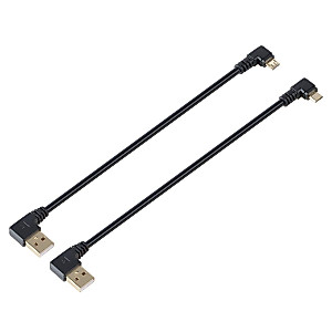 TENINYU Combo-Pack Left/Right Angle USB Cable 5.5 Inches for TV Stick and Power Bank - 90 Degree USB to Micro USB Cable for Roku TV Stick and More