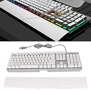 Kafuty-1 GK60 RGB Gaming Keyboard,USB Wired 104 Keys Colorful Backlit Keyboard with Wrist Rest,Detachable Mechanical Feel Gaming RGB Keyboard for Laptop,PC,Computer,Game and Work(White)