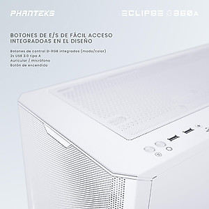 Phanteks (PH-EC360ATG_DMW02) Eclipse G360A Ultra-fine Performance Mesh, Mid-Tower Gaming case, Tempered Glass, Digital-RGB Lighting, White