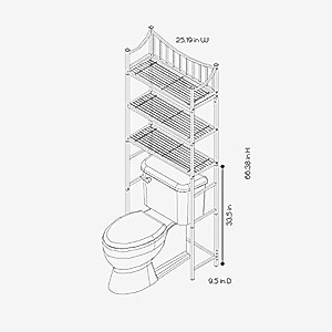Zenna Home 9065NN Bathroom Spacesaver, Satin Nickel 9.5D x 25.19W x 66.38H in