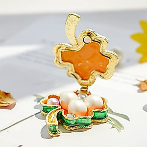 YU FENG Four Leaf Clover Trinket Boxes Hinged Jeweled Enameled Decorative Flower Jewelry Ring Holder Box Collectible