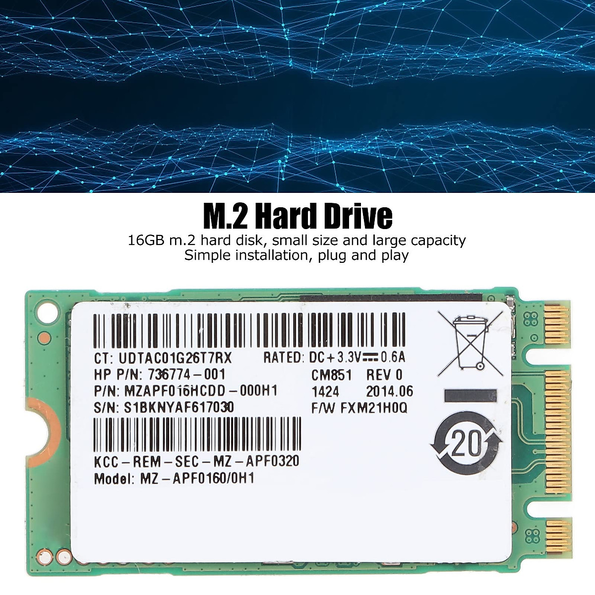 Bewinner M.2 2242 SSD, 16GB Gamer SSD 42mm Internal NGFF SSD Solid State Drive Compatible with Desktop PC Laptop