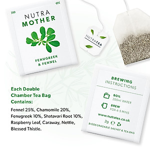 NUTRAMOTHER - Lactation Support Tea | Breastfeeding Tea - Lactation Tea For Increased Breast Milk - Includes Fenugreek, Fennel and Raspberry Leaf - 20 Enveloped Tea Bags - by Nutra Tea - Herbal Tea