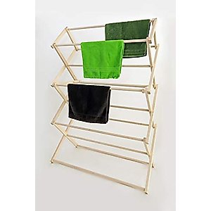Clothes Drying Rack Wooden Maple Folding Amish Handmade Quality 36 Inches Wide 52 Inches Tall USA