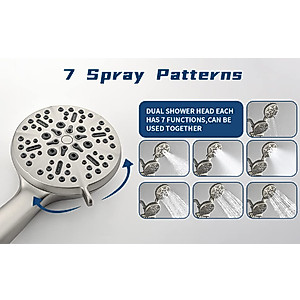 Shower Tub Kit Dual Shower System with Tub Spout Tub and Shower Faucet Set Complete Dual Shower Head and Handheld Combo Set Tub and Shower Trim Kit Brushed Nickel 88056BN