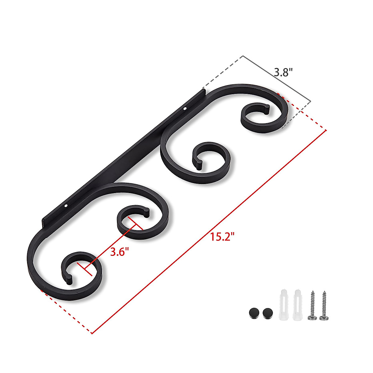 GeLive 15 Inch Wall Mounted Stemware Holder Under Cabinet Wine Glass Rack Glasses Storage Hanger Organizer for Bar Kitchen Aluminum Alloy Black