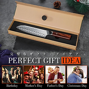 Dragon Creek Damascus Santoku Knife Sharp Japanese Chef Knife Professional Kitchen Gyuto Cleaver for Meat Vegetable Cutting Birthday Gift for Mom or Dad 7" Stainless Steel