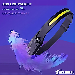 akerrelc 2 Rechargeable Headlamps, High Lumens, 1200mah Battery Up to 12 Hours Runtime, 10 Clips and 2 Cases, Waterproof Camping Gear for Hiking, Fishing, Cycling(Black)