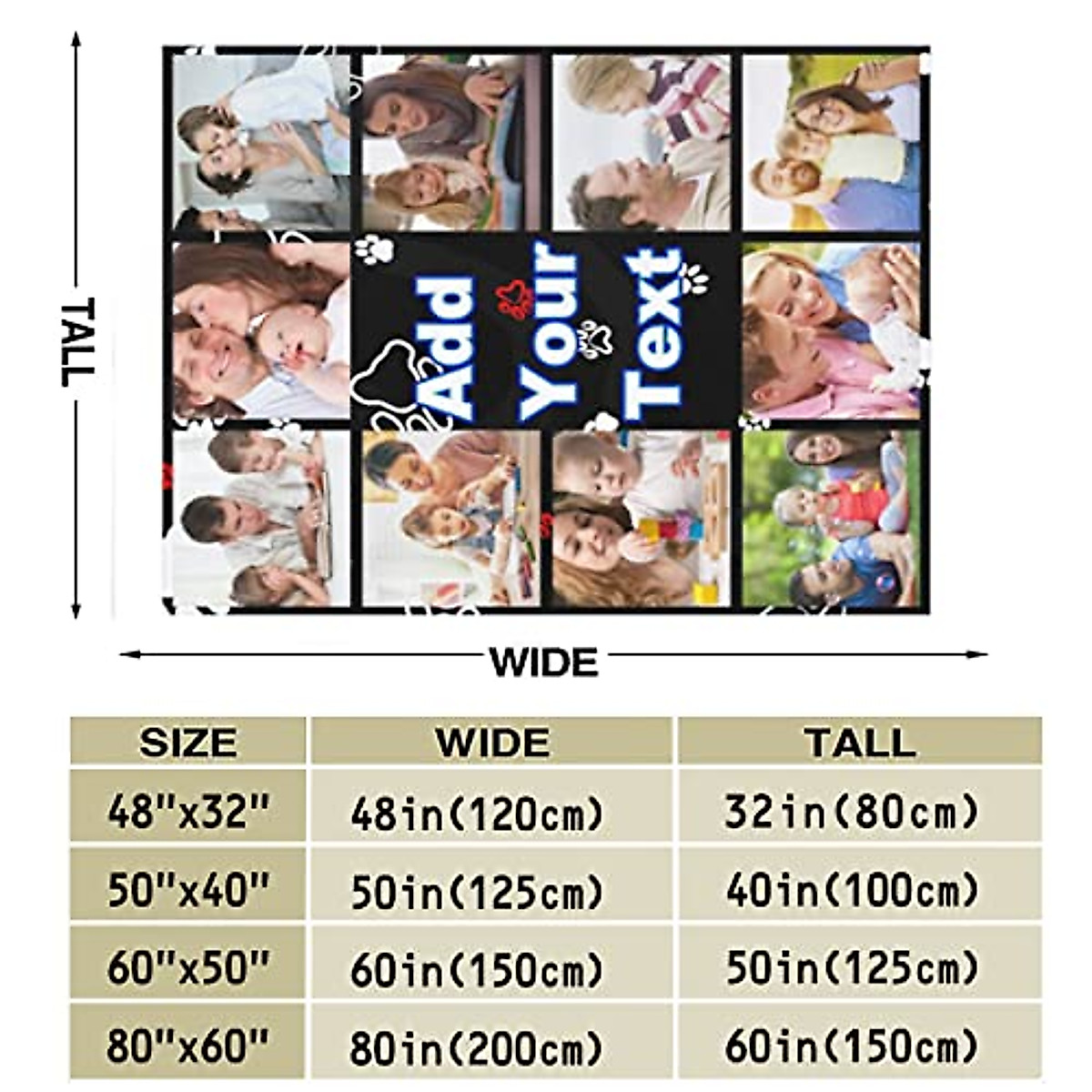 Custom Blankets with Photos, Custom Pet Photo Blankets, Bed Throw Blanket, Collage Picture Throw, from Kid or Adults Photos, for Family Friend Gift (10 Photos)