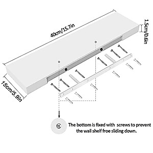 Tiasott Wall Mounted Floating Shelves Set of 3,White Wall Display Floating Shelf,Solid Wood Wall Shelves 3 Pack,Invisible Storage Shelf for Wall,Organize to Photos,Books,Showpiece,Trophy and More.