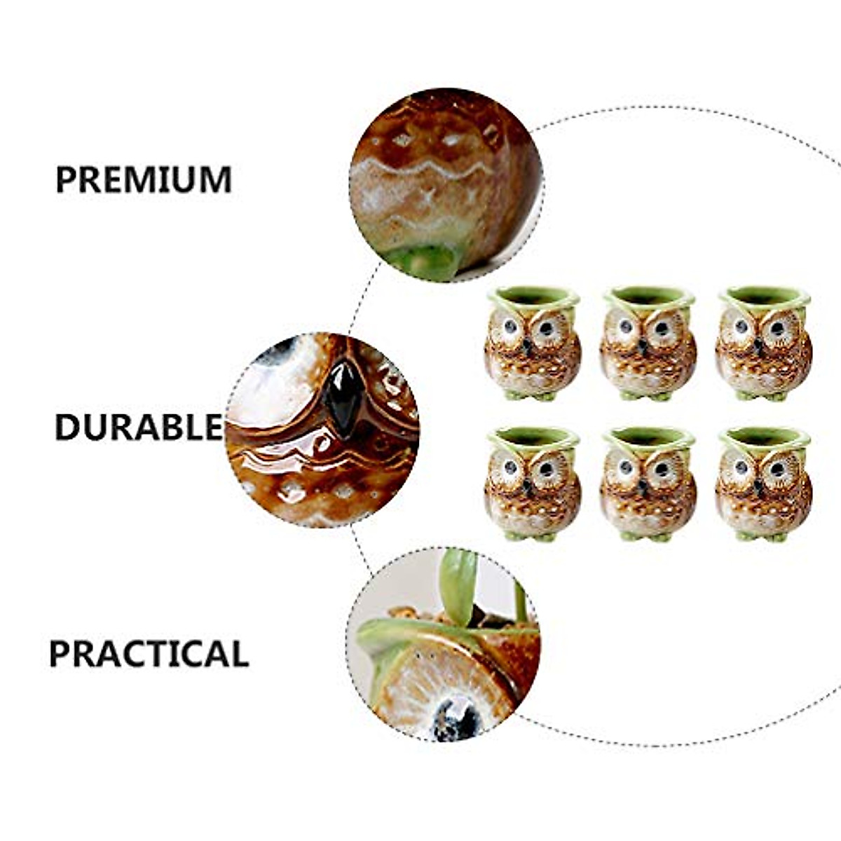 Cabilock 6 Pcs Owl Flower Pot Owl Ceramic Succulent Planter Pots Window Planter Mini Flower Planter Mini Succulent Pot Window Flower Pot Bonsai Pot Succulent Vase Indoor Ceramics Animal