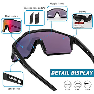 KAPVOE Polarized Cycling Glasses with 4 Interchangeable Lenses TR90 Sports Sunglasses Women Men Running MTB Bike Bicycle Accessories 01 Red Black