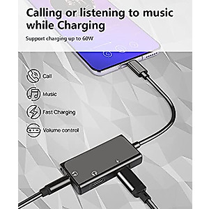 Mxcudu 3 in 1 USB C to 3.5mm Audio USB C Headphone Adapter and 60W Charging Compatible with Google Pixel 7Pro/6Pro/5/4, Galaxy S23 Ultra/S22 Ultra/S21/S21FE/A53/Note 20