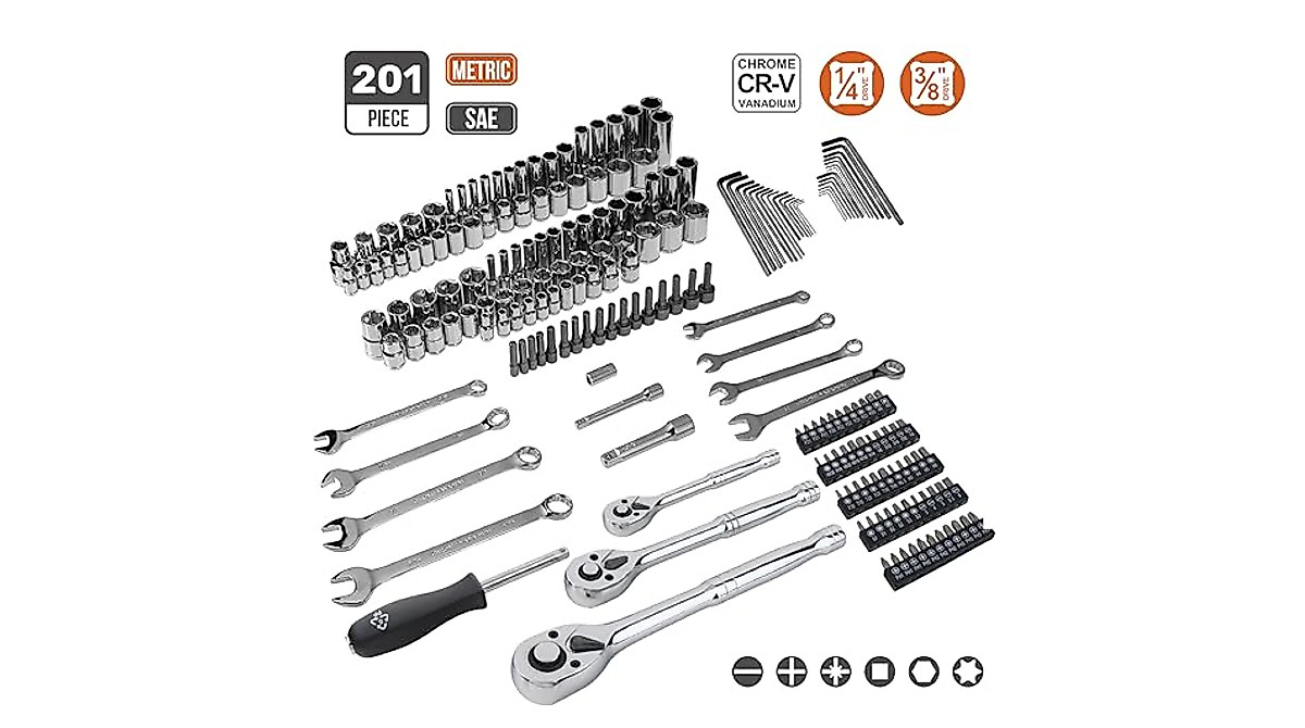 Amazon Basics 201-Piece Mechanic's Tool Set - Durable & Versatile