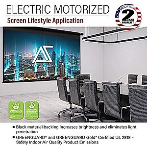 Akia Screens 110 inch Motorized Electric Remote Controlled Drop Down Projector Screen 16:9 8K 4K HD 3D Retractable Ceiling Wall Mount Black Projection Screen Office Home Theater Movie AK-MOTORIZE110H1