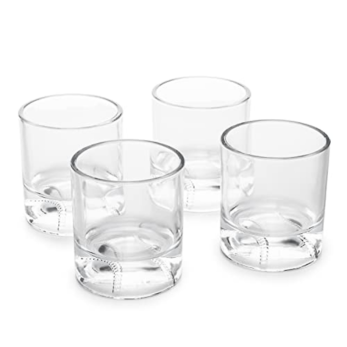 Baseball Whiskey Glass - 12oz Whiskey Glass by The Wine Savant - Perfect for Any Occasion, Baseball Lovers, Baseball Gifts, Baseball Themed Party, Baseball Birthday Gift Set (4)