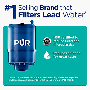 PUR PLUS Faucet Mount Water Filtration System, Chrome – Vertical Faucet Mount Water Filter for Sink – Crisp, Great-Tasting Filtered Water, FM3700